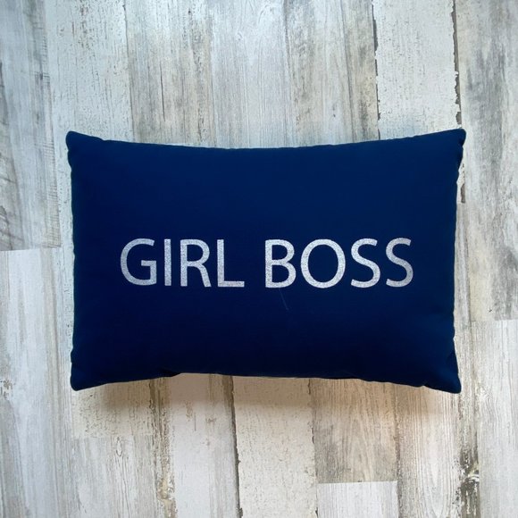Accents | Girl Boss Throw Pillow Navy Blue | Poshmark